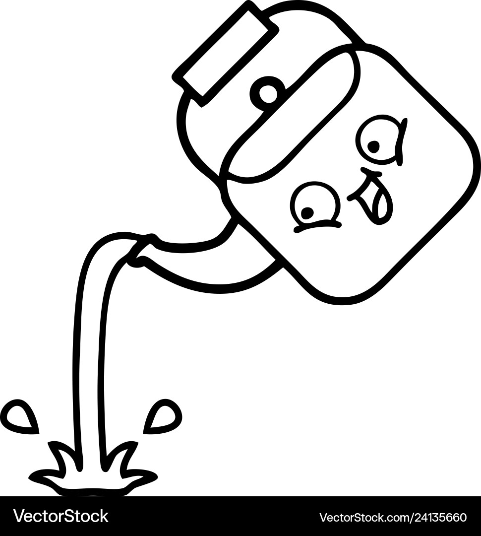 Line drawing cartoon pouring kettle Royalty Free Vector