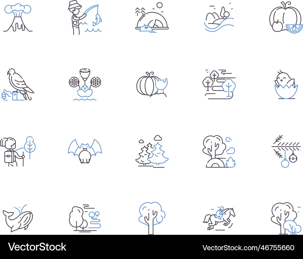 Nature outline icons collection Royalty Free Vector Image