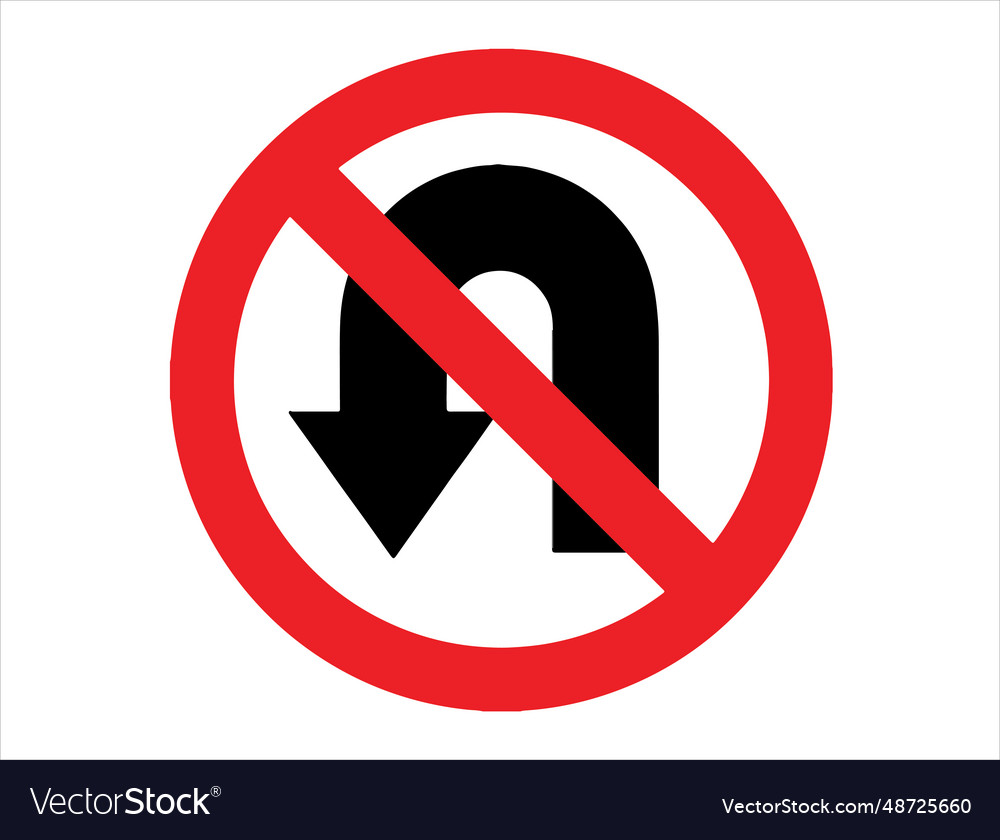 No U Turn Sign Art Royalty Free Vector Image Vectorstock