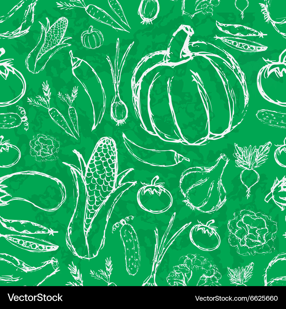 Simple hand drawn doodle vegetables on green board