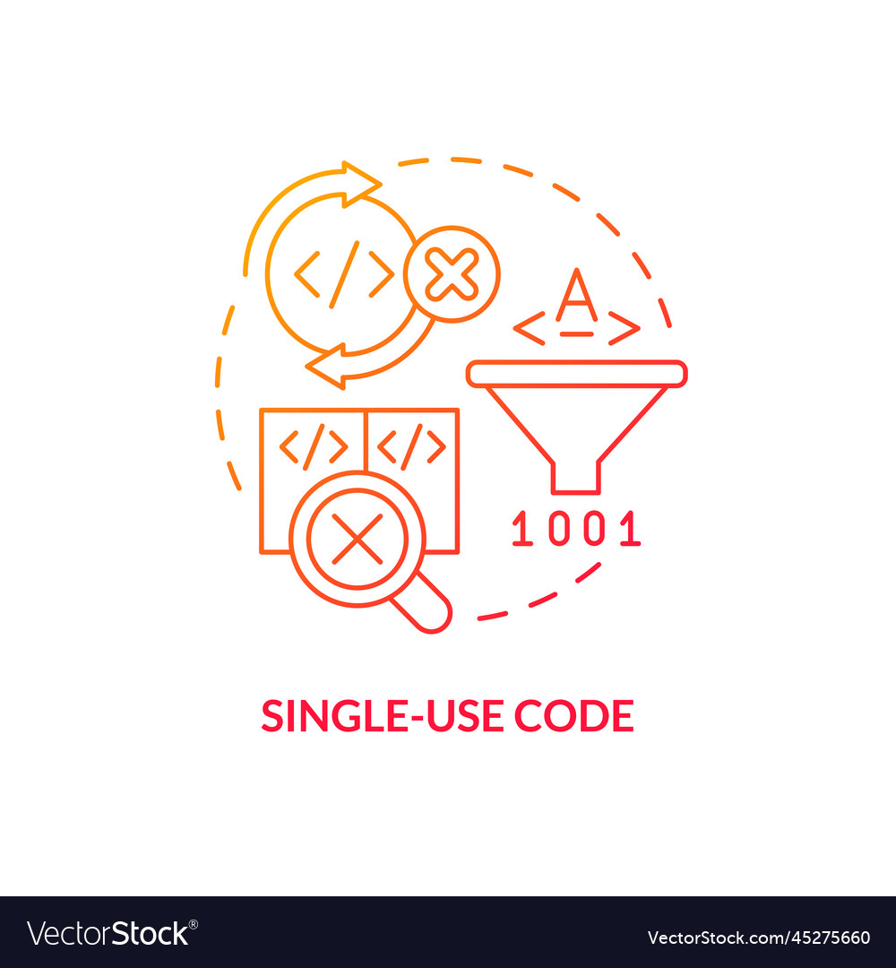 Single-use code red gradient concept icon Vector Image Single-use code red gradient concept icon Vector Image