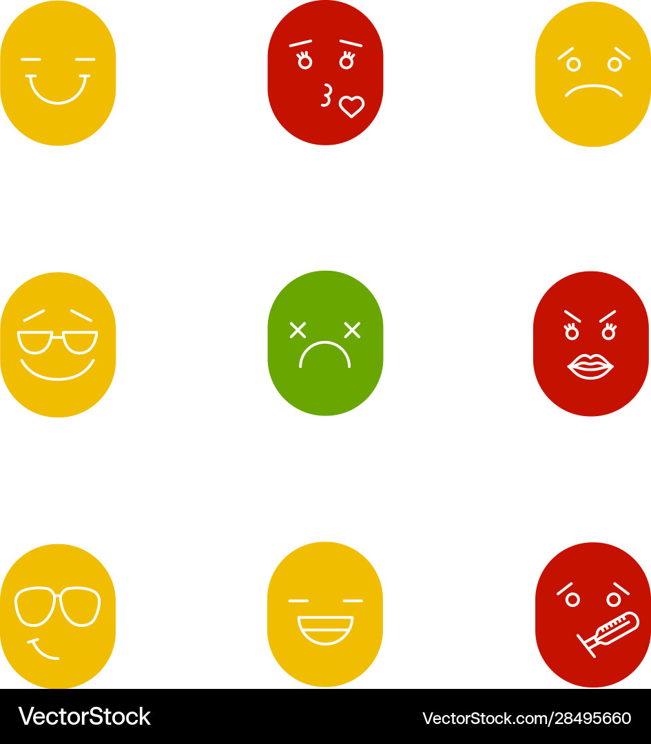 Smiles glyph color icon set Royalty Free Vector Image