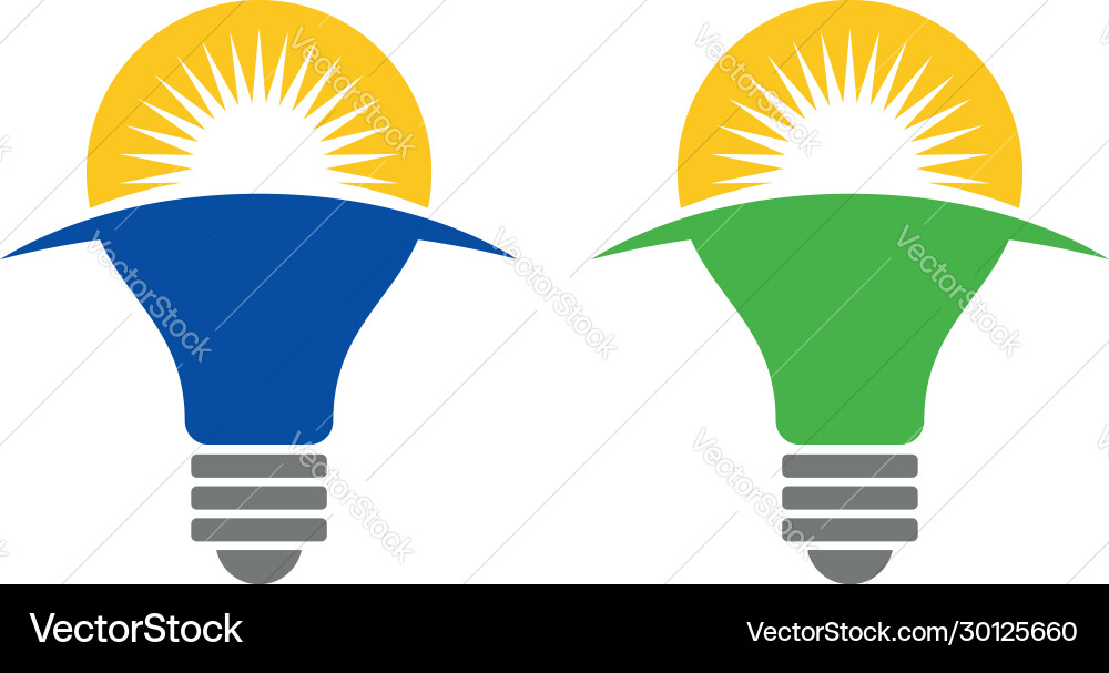 Sun and bulb logo template design eps 10 Vector Image