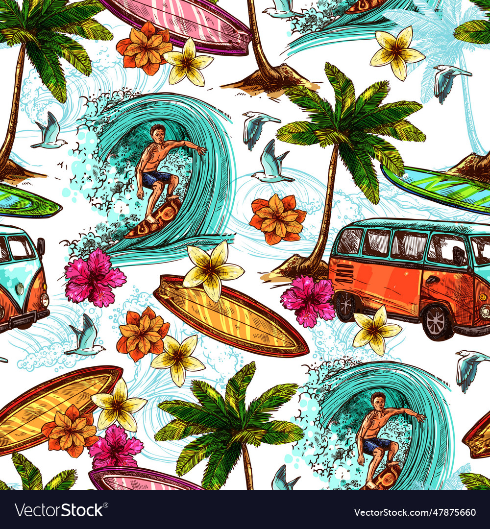 Surf seamless pattern seamless pattern Royalty Free Vector