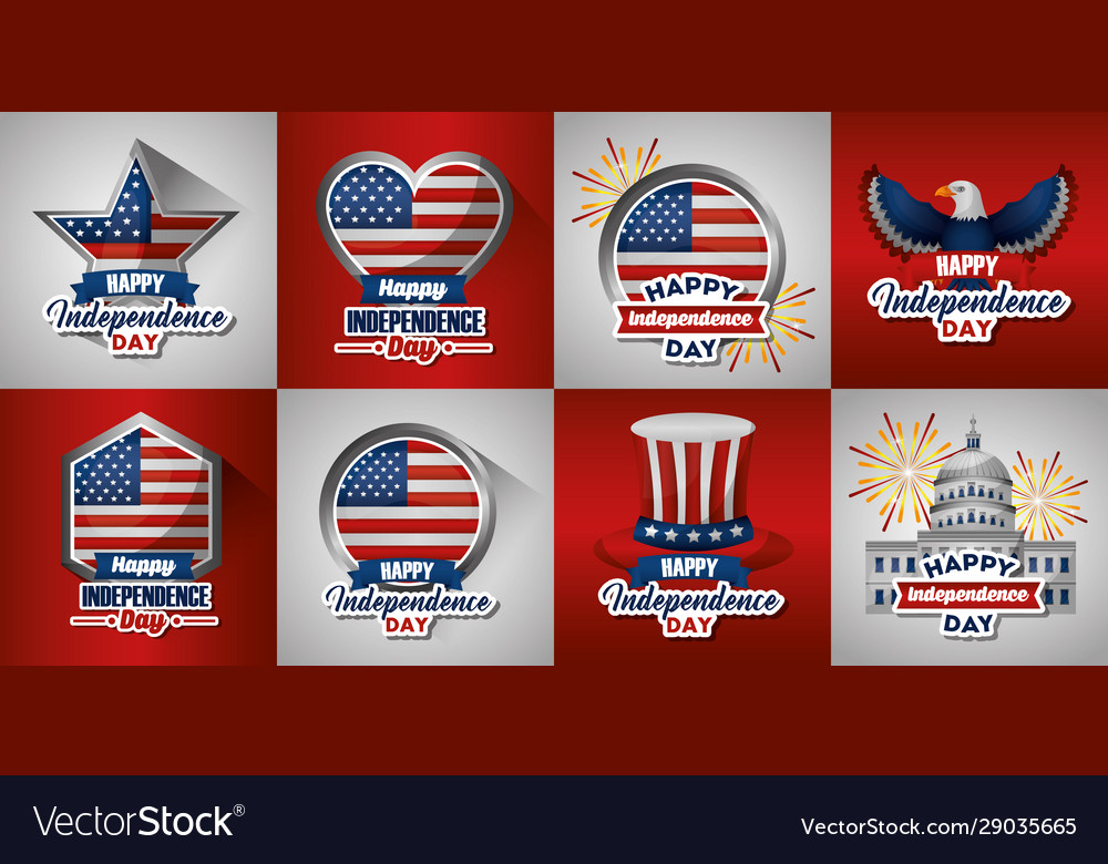 Bundle presidents day set emblems Royalty Free Vector Image