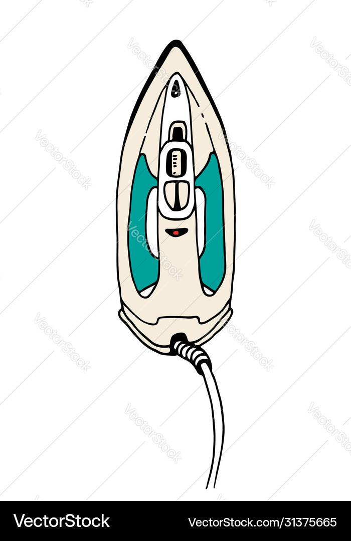 Electric iron sketch hand drawn isolated on white Vector Image