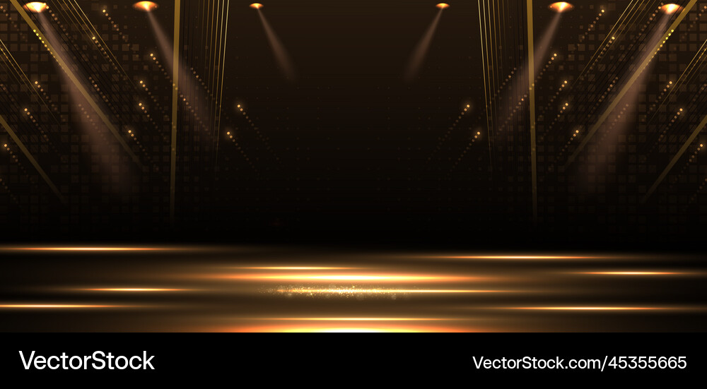 Elegant golden stage vertical glowing Royalty Free Vector