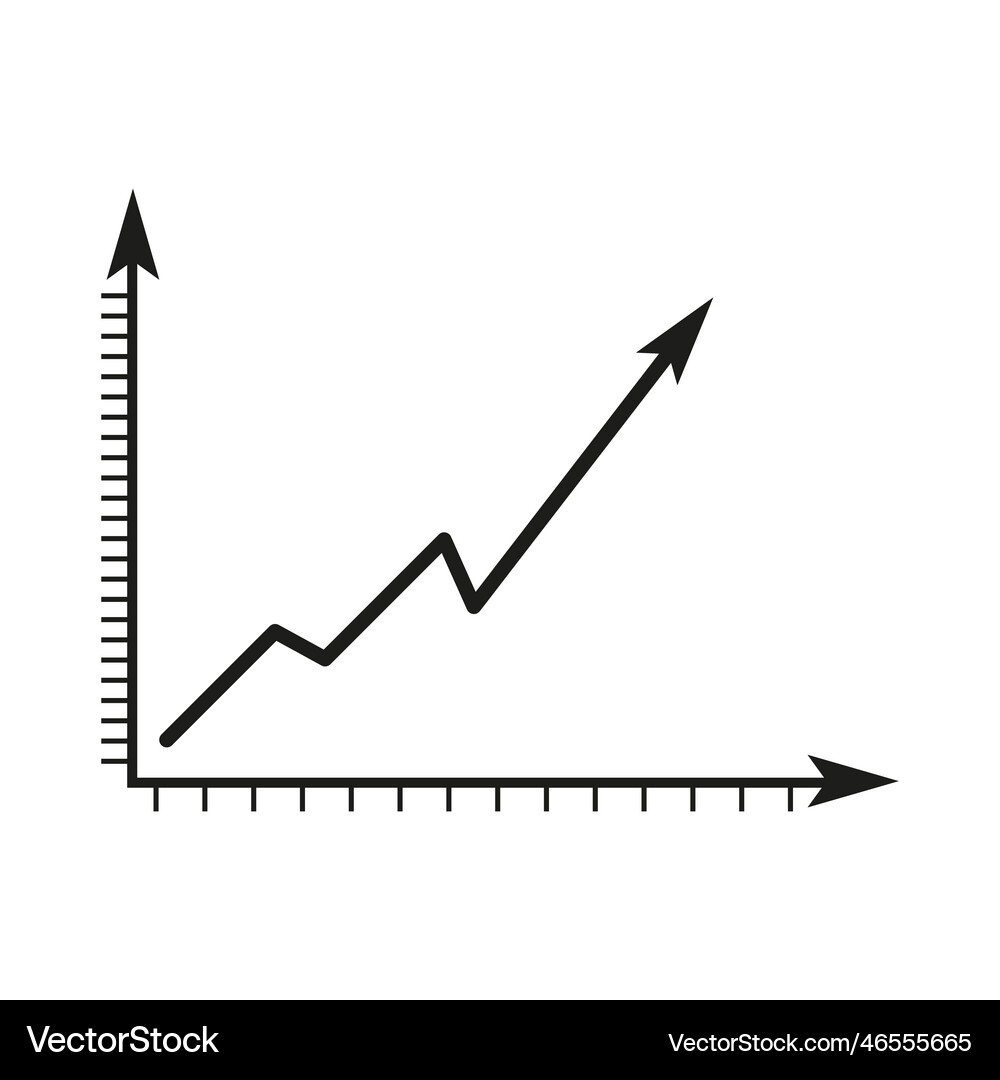 Flat icon with black graph up arrow market chart Vector Image
