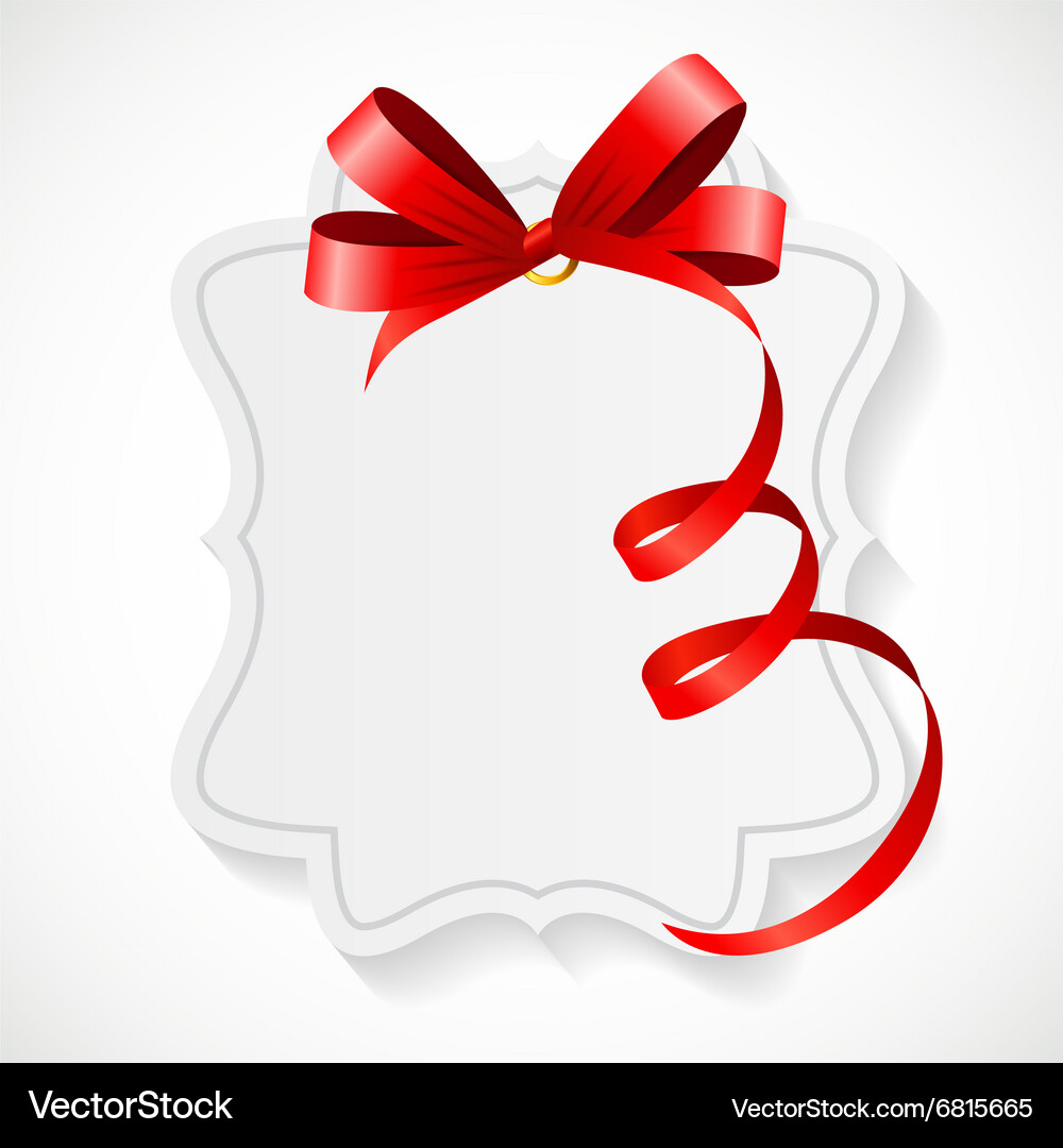 Gift card with red ribbon and bow Royalty Free Vector Image