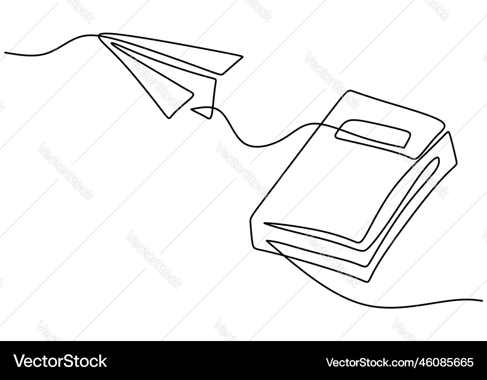 Hand drawing one single continuous line of book Vector Image