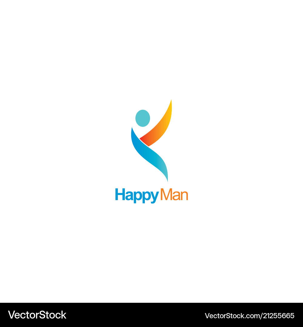 Happy man sport abstract logo Royalty Free Vector Image