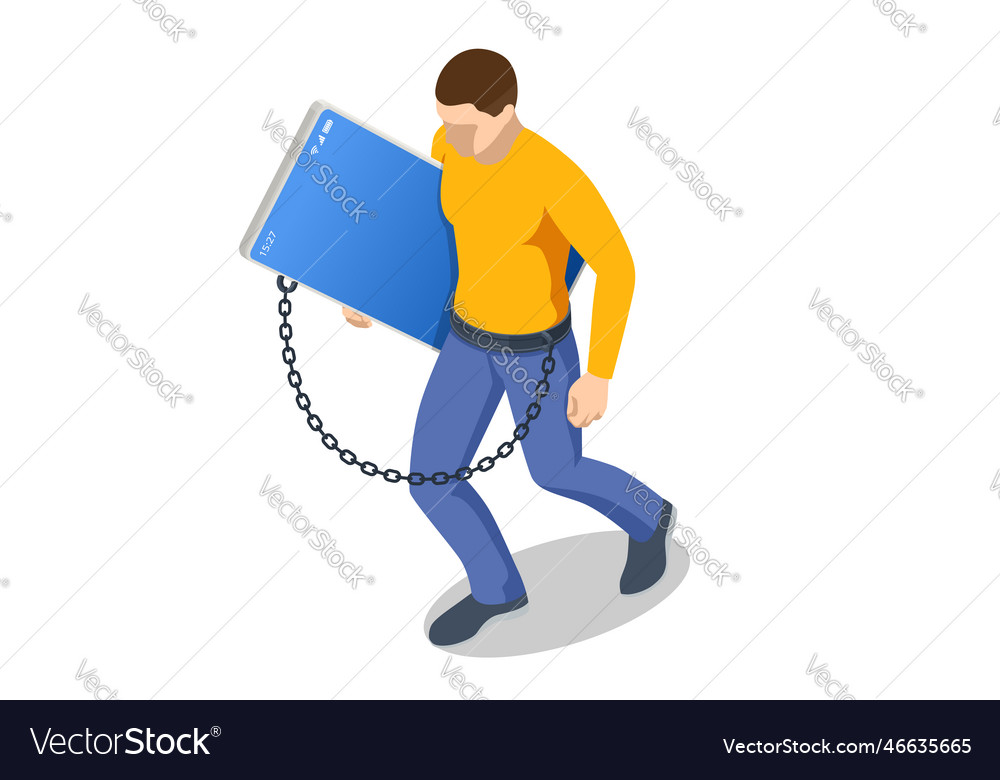 Isometric social media addiction influence Vector Image Isometric social media addiction influence Vector Image