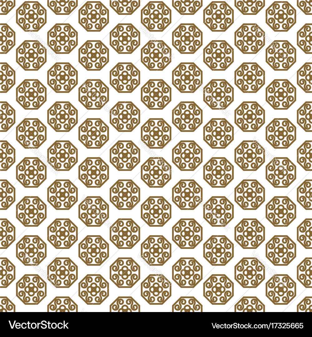 Japanese shapes seamless pattern in gold Vector Image