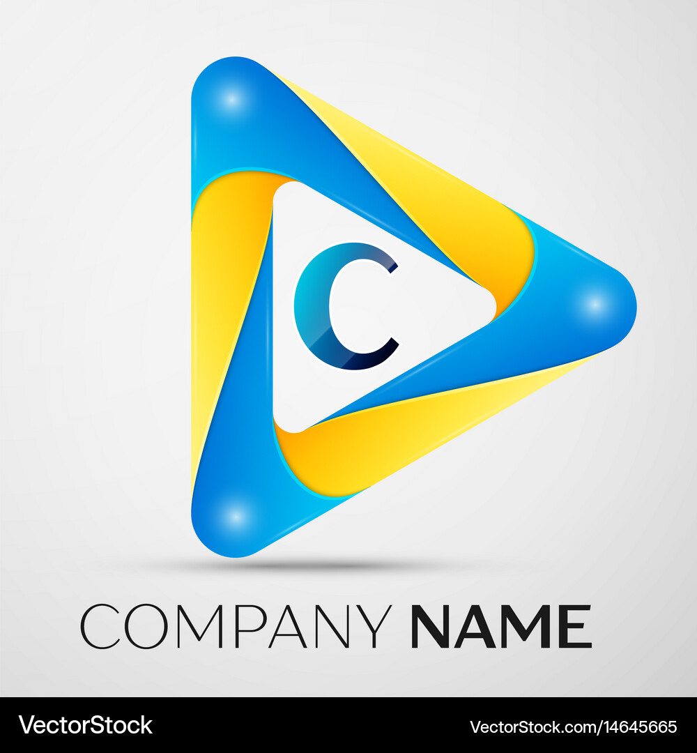 Letter c symbol in colorful triangle Royalty Free Vector