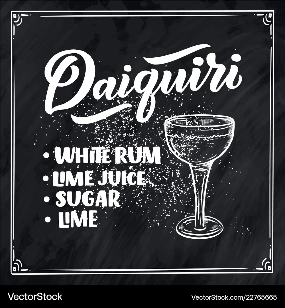 Lettering name cocktail with glass template Vector Image