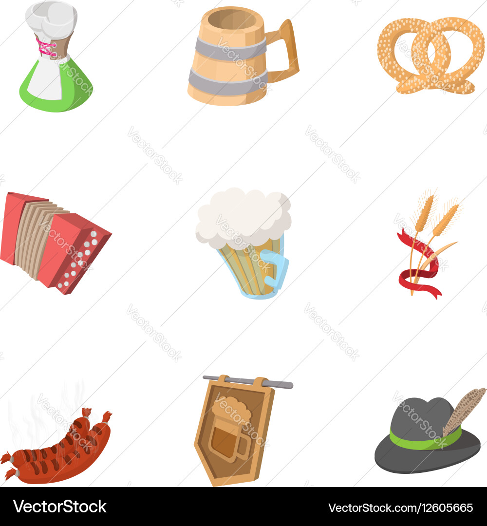 Pub icons set cartoon style Royalty Free Vector Image