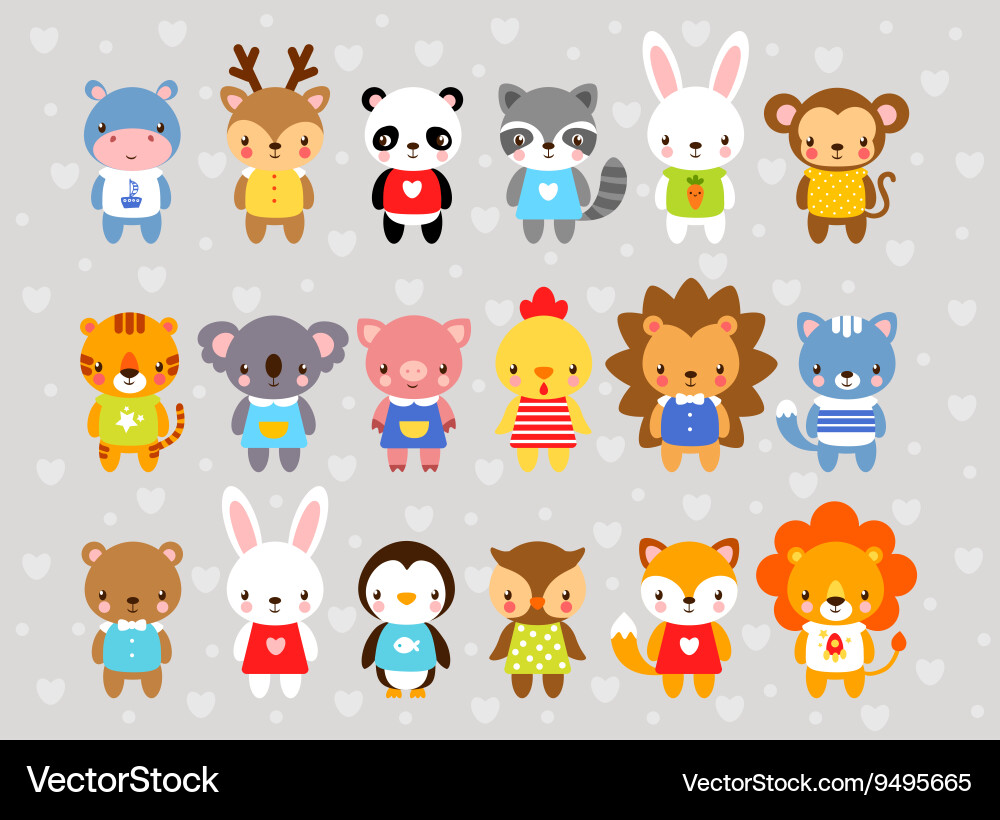 Set animals in cartoon style Royalty Free Vector Image