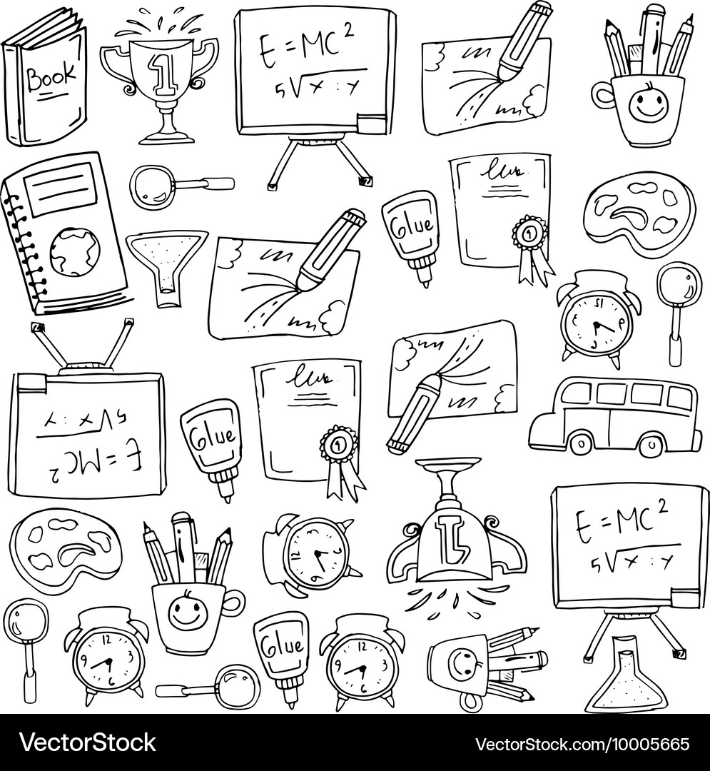 Supplies school doodles design Royalty Free Vector Image