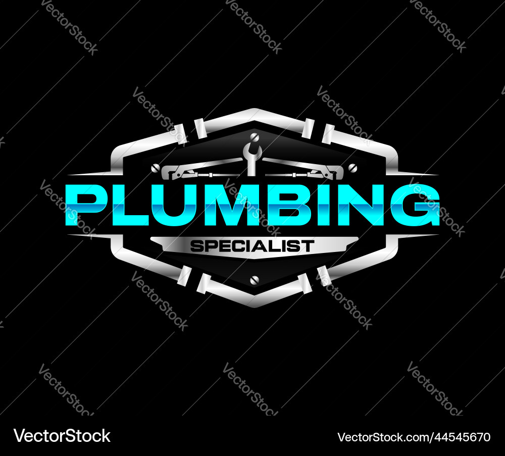 Black plumbing service logo design template Vector Image