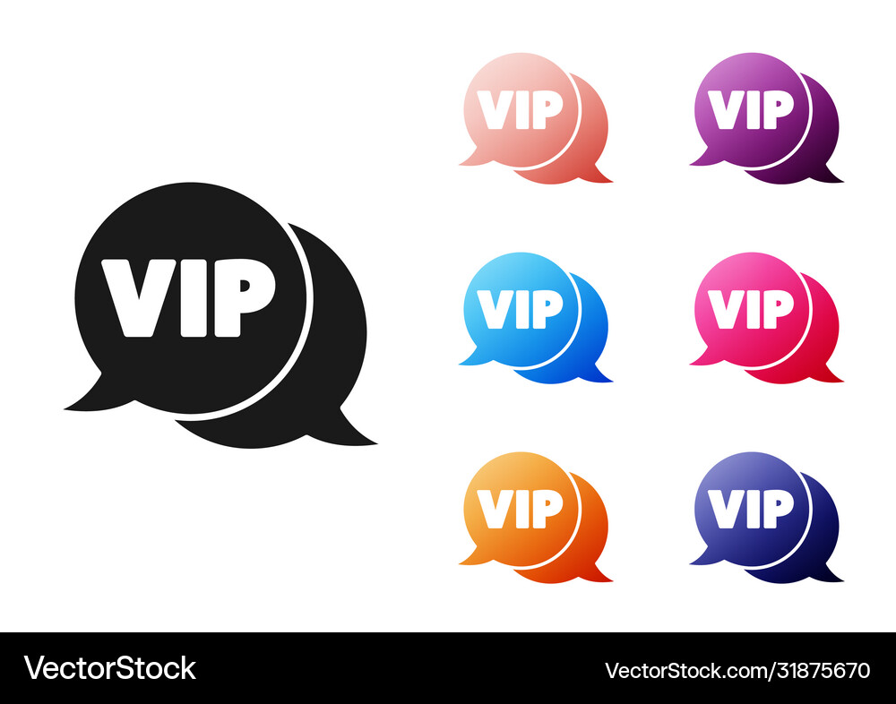 Black vip in speech bubble icon isolated on white Vector Image