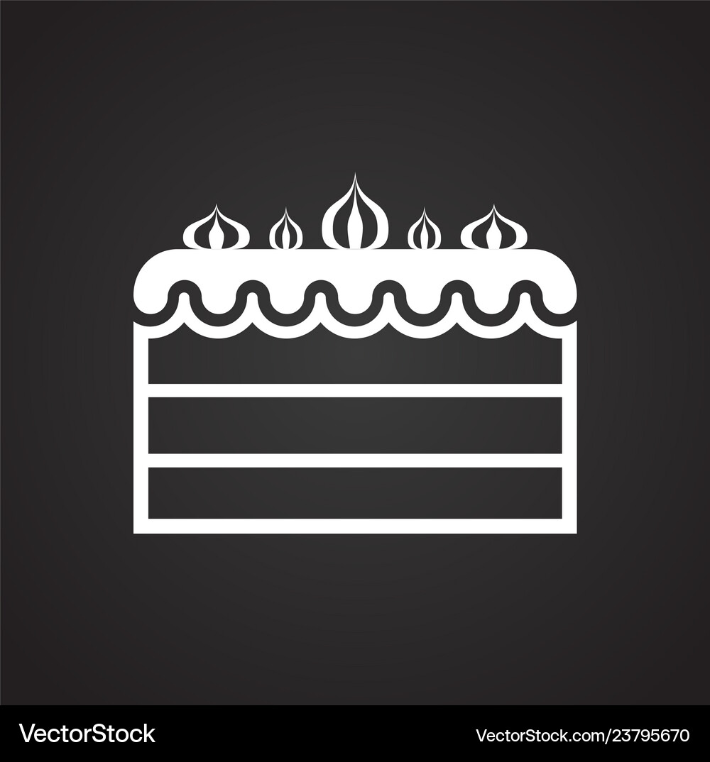 Cake icon on black background for graphic and web Vector Image