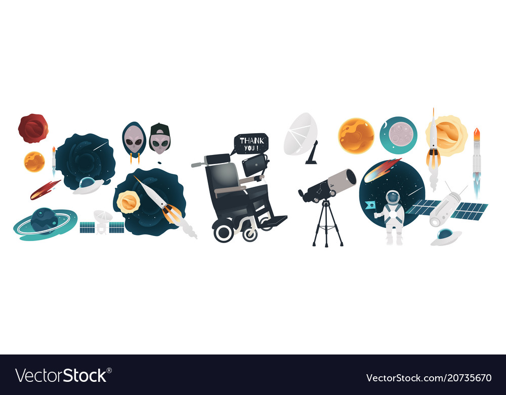 Cartoon space cosmic objects set Royalty Free Vector Image