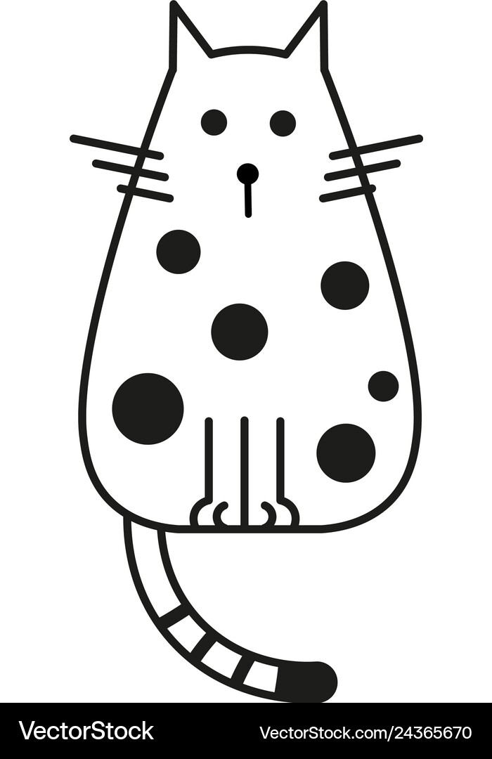 Cat black and white line art Royalty Free Vector Image