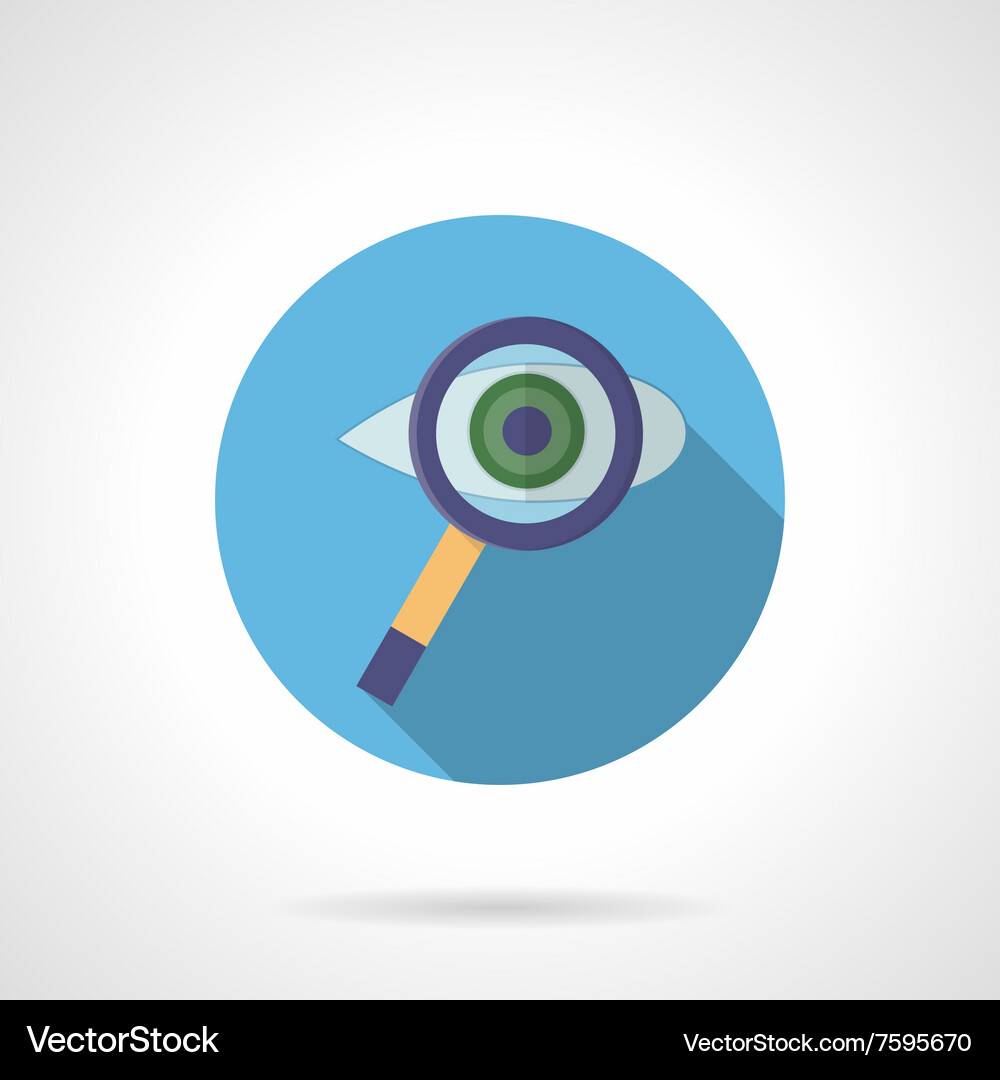Eye with magnifier round flat color icon Vector Image