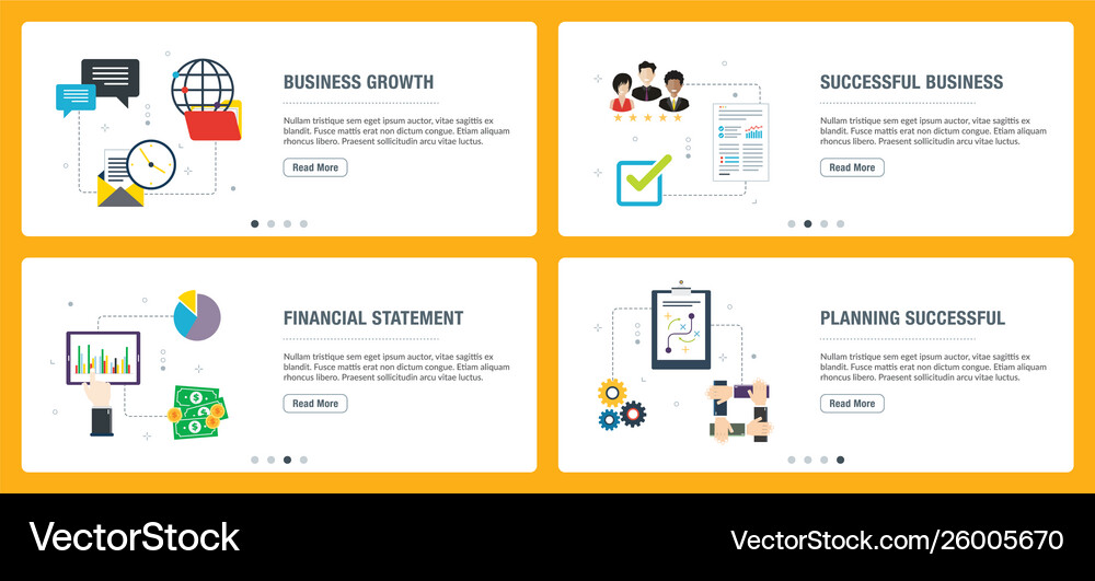 Internet banner set business growth Royalty Free Vector