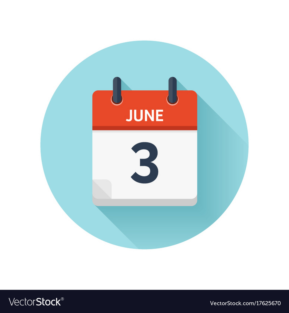 June 3 flat daily calendar icon date Royalty Free Vector June 3 flat daily calendar icon date Royalty Free Vector