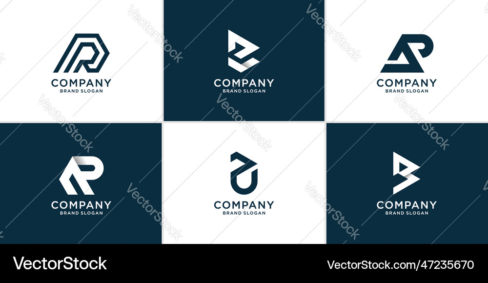 Letter r logo collection for initial company Vector Image