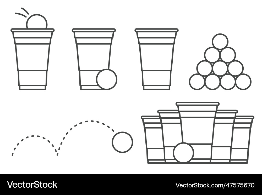 Outline beer pong plastic cup and Royalty Free Vector Image