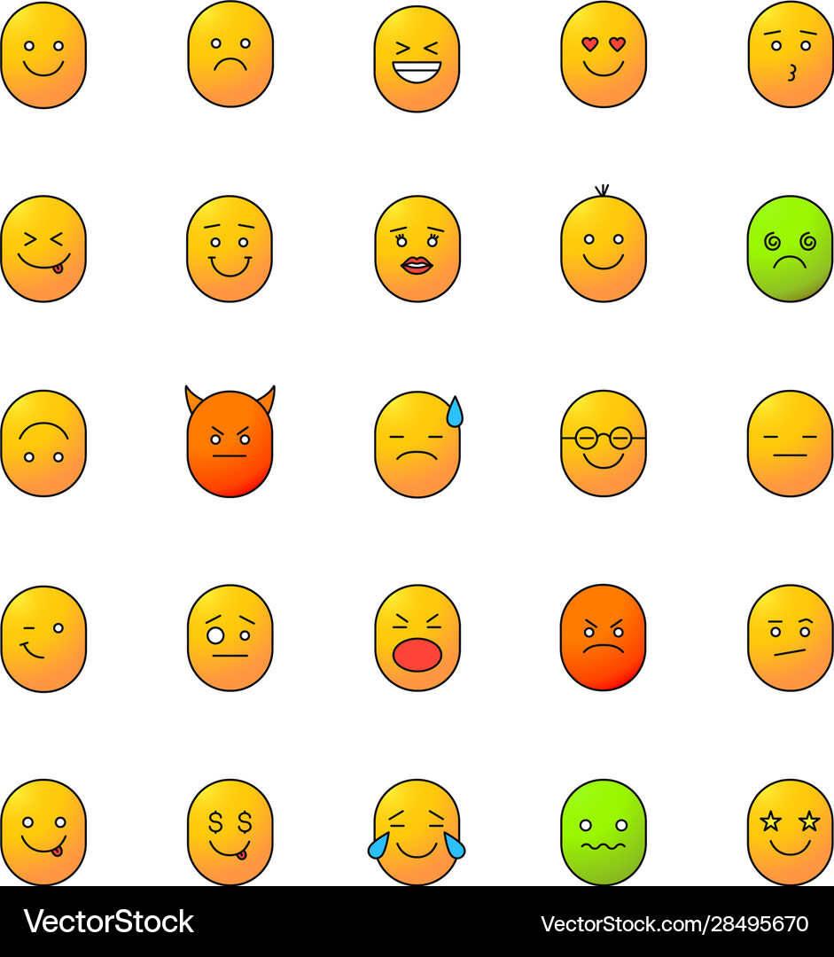 Smiles color icons set Royalty Free Vector Image