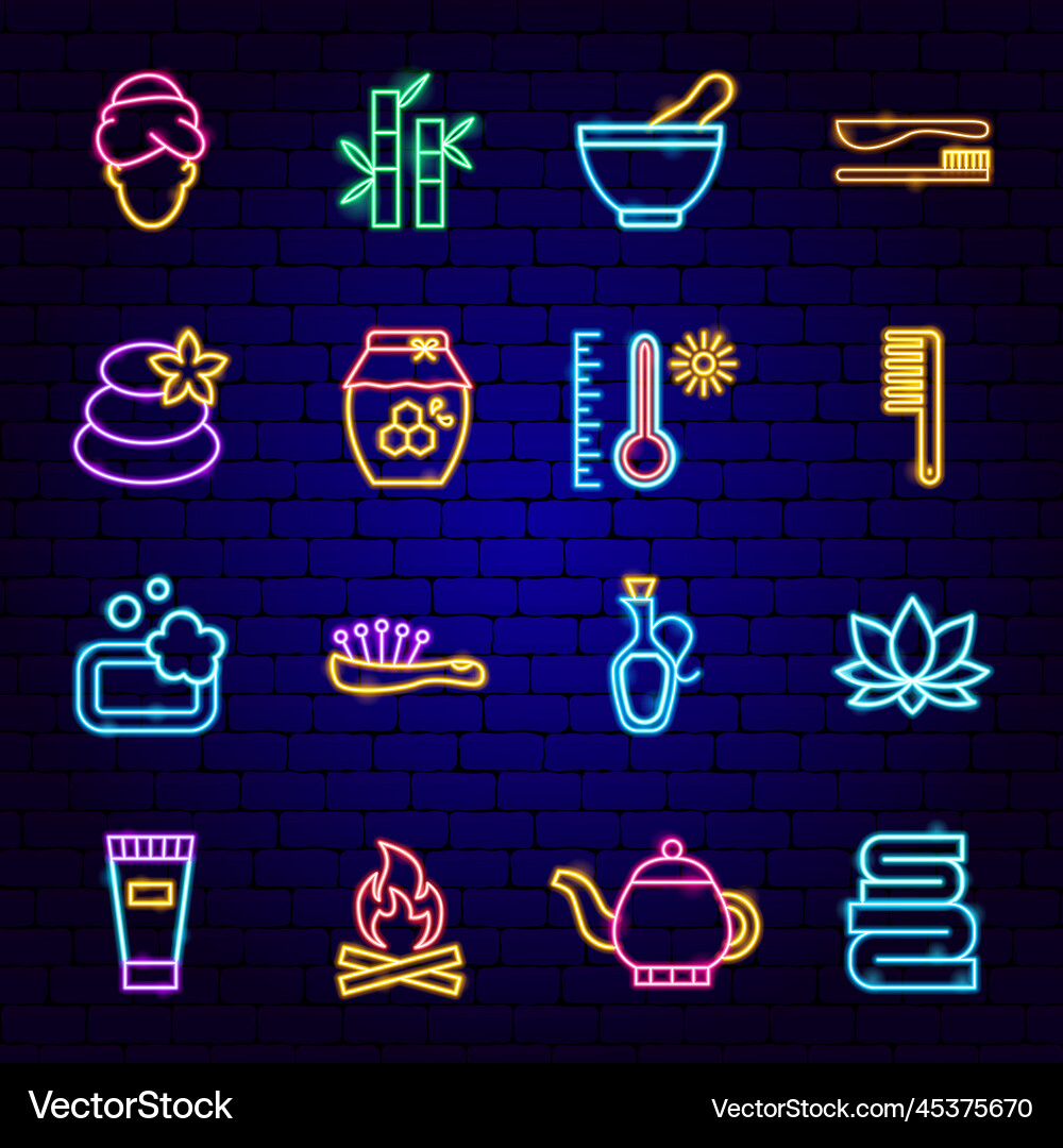 Spa salon neon icons Royalty Free Vector Image