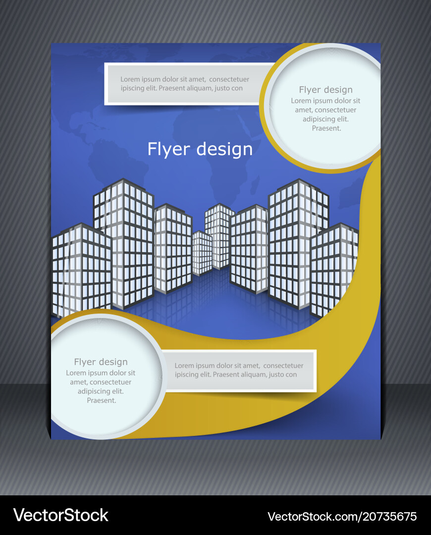 Blue business flyer or brochure Royalty Free Vector Image
