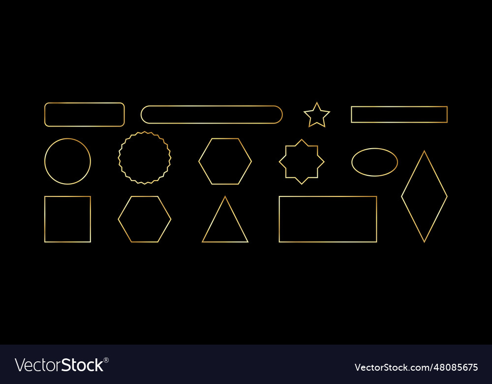 Geometric gold icons Royalty Free Vector Image