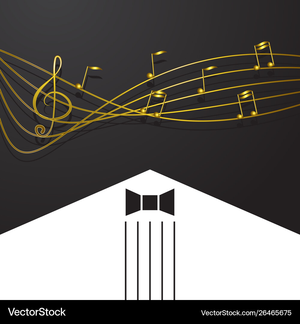 Golden musical notes flying isolated on black Vector Image