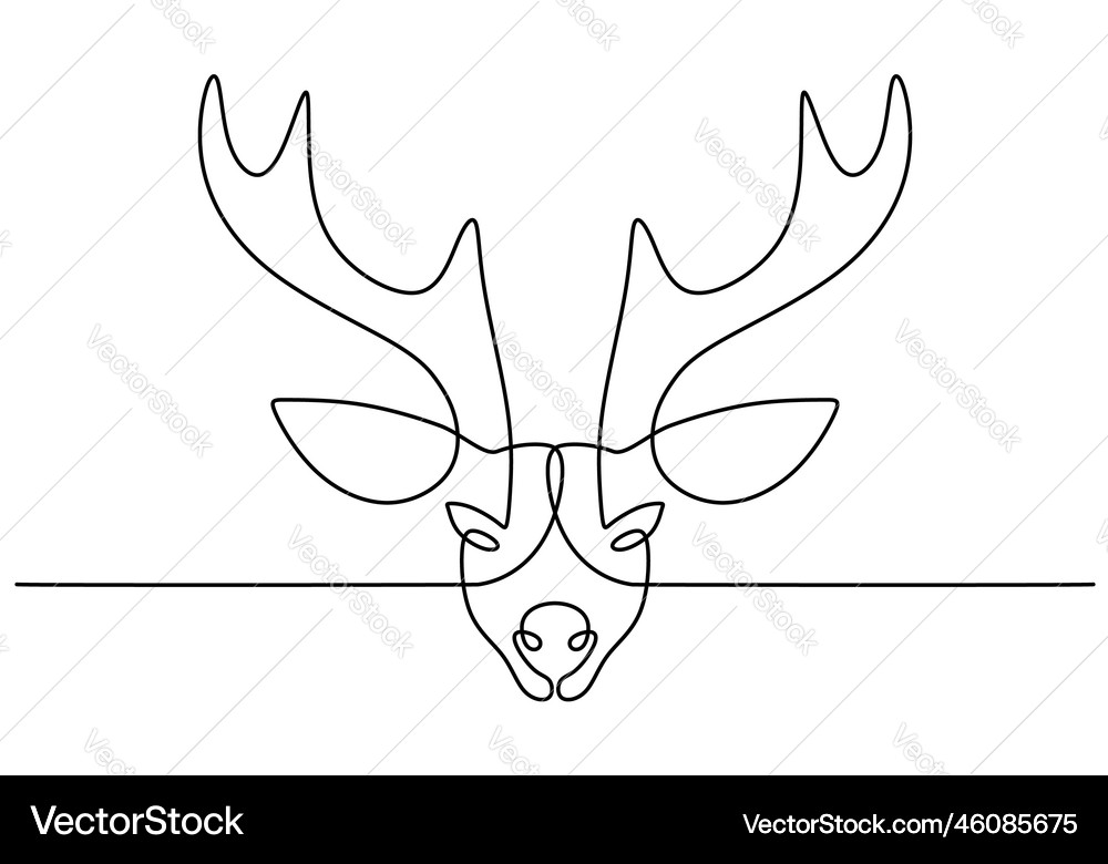 Hand drawing one single continuous line of deer Vector Image