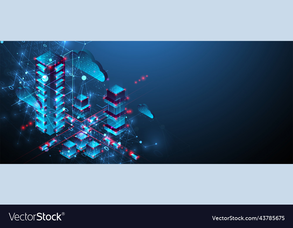 Isometric big data concept database abstract Vector Image