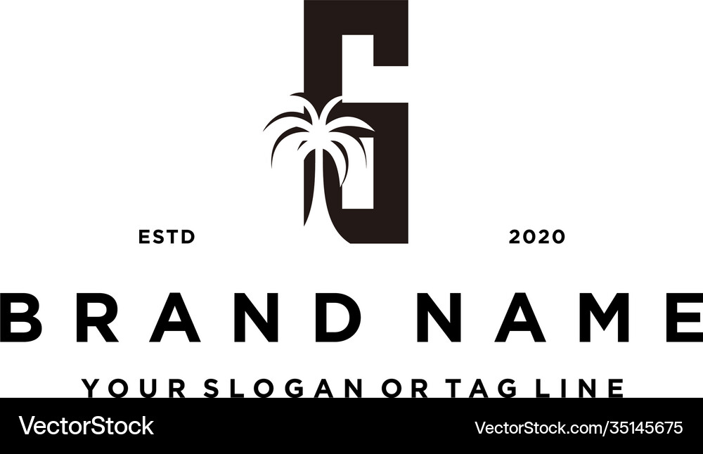 Letter g palm logo design concept Royalty Free Vector Image