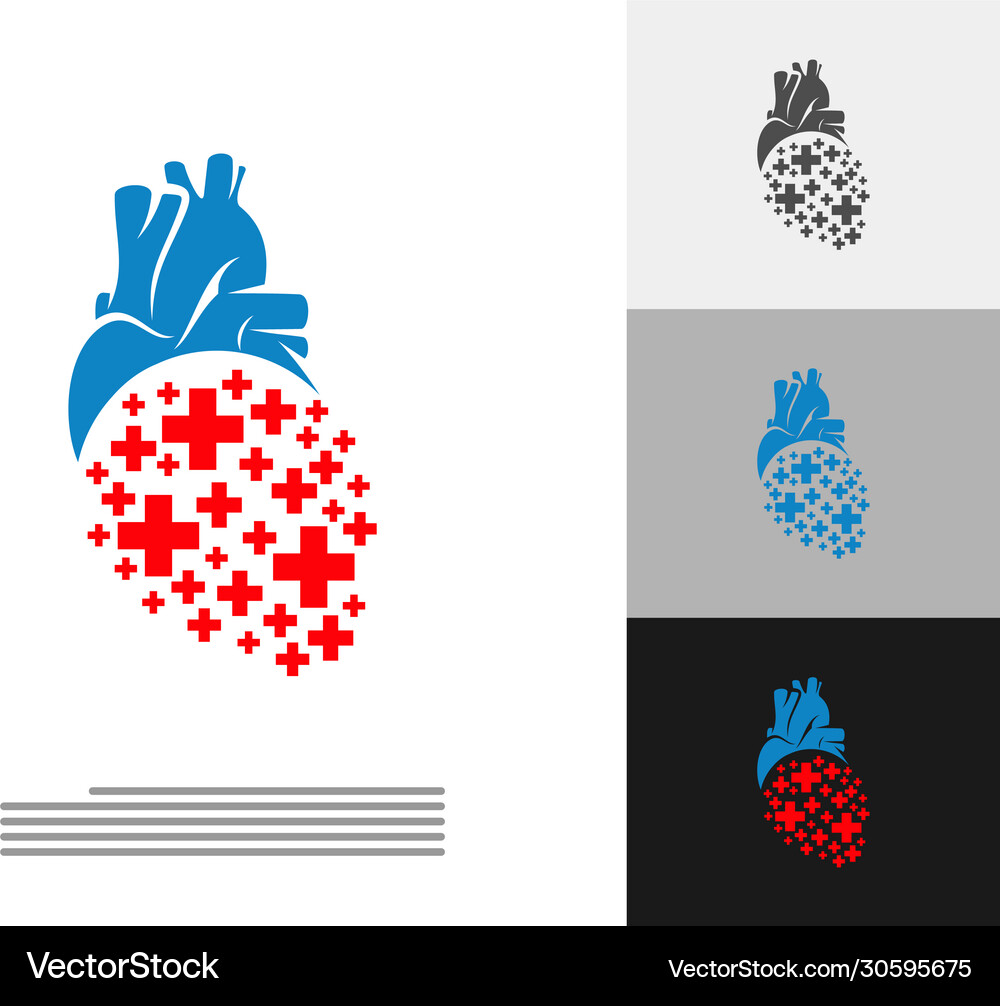 Medical heart logo template creative human Vector Image