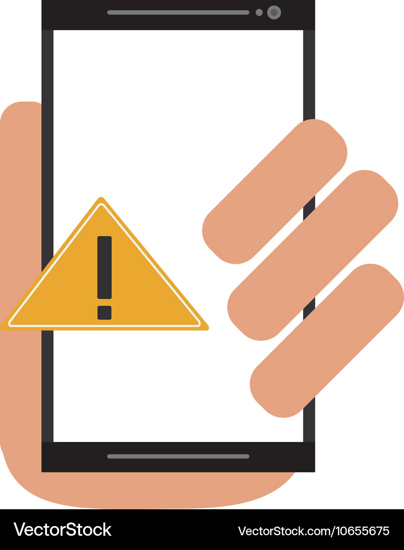 Modern cellphone and warning sign icon Royalty Free Vector