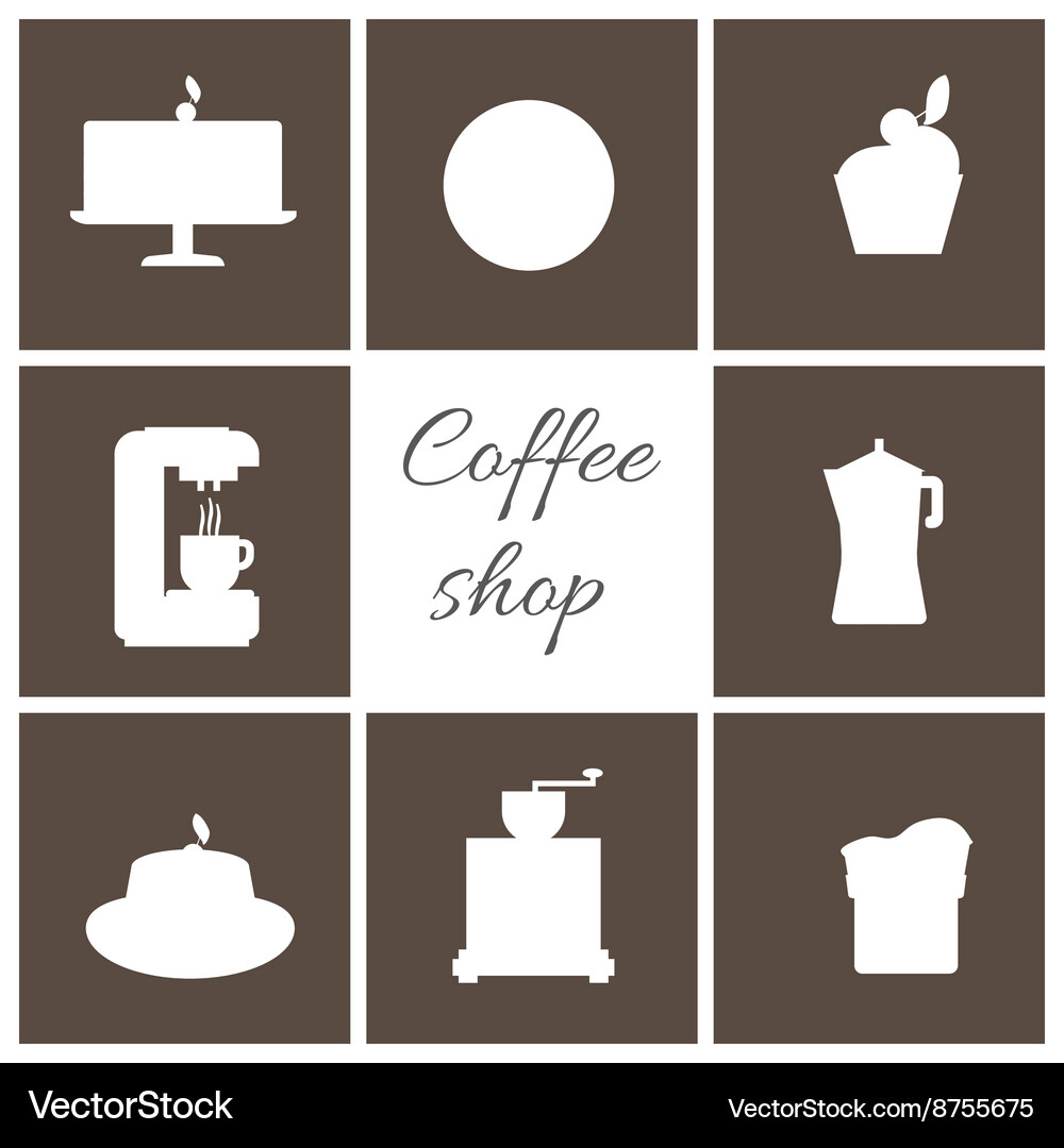 Monochrome set of coffee items Royalty Free Vector Image