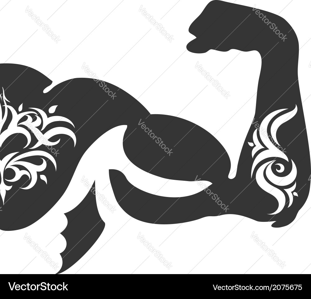 Muscular arm and tattoo Royalty Free Vector Image