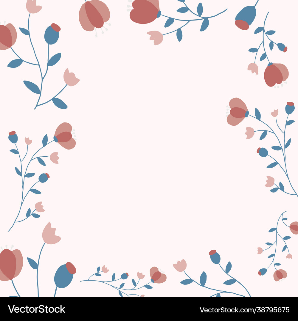 Pink floral frame background feminine style Vector Image