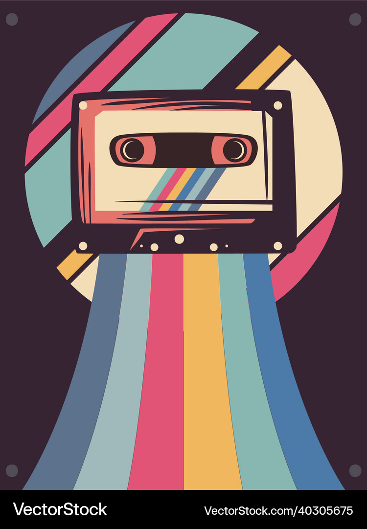 Retro music tape card Royalty Free Vector Image