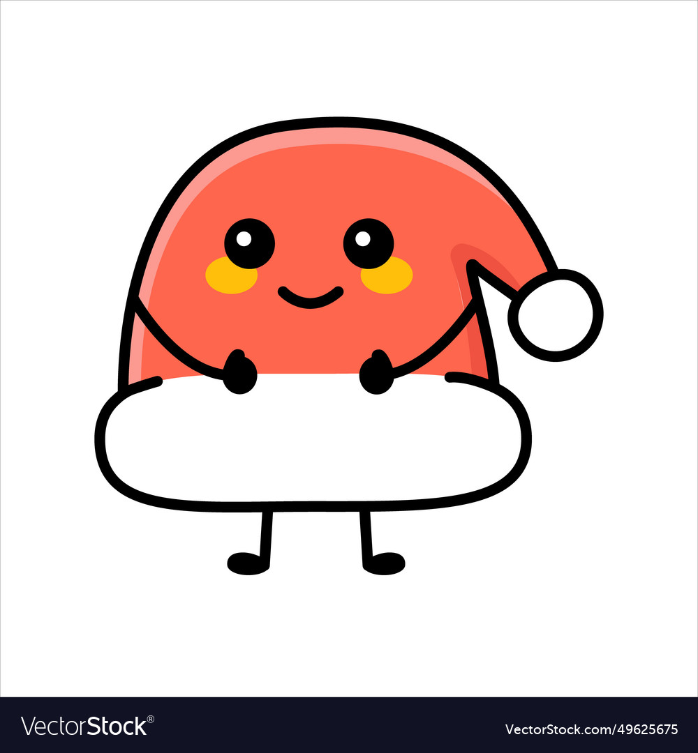 Santa hat emoticon color element cartoon happy Vector Image