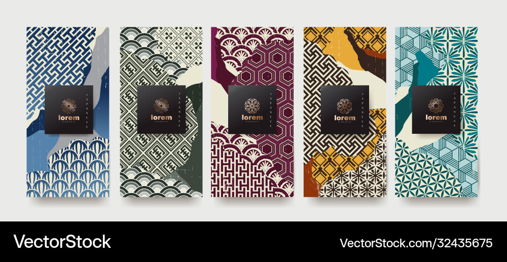 Set packaging templates japanese nature luxury Vector Image