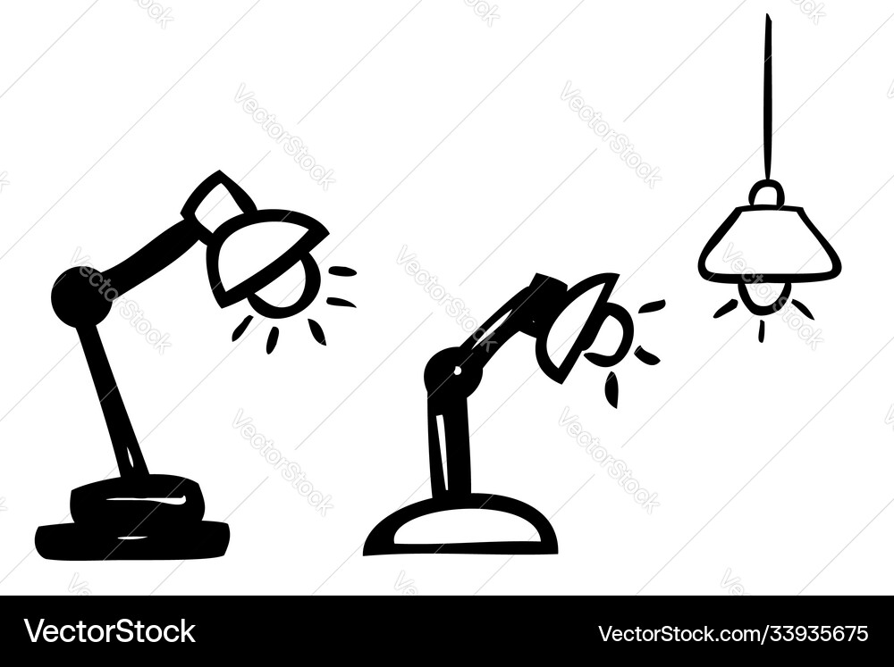 Simple outline doodle lamp isolated on white Vector Image