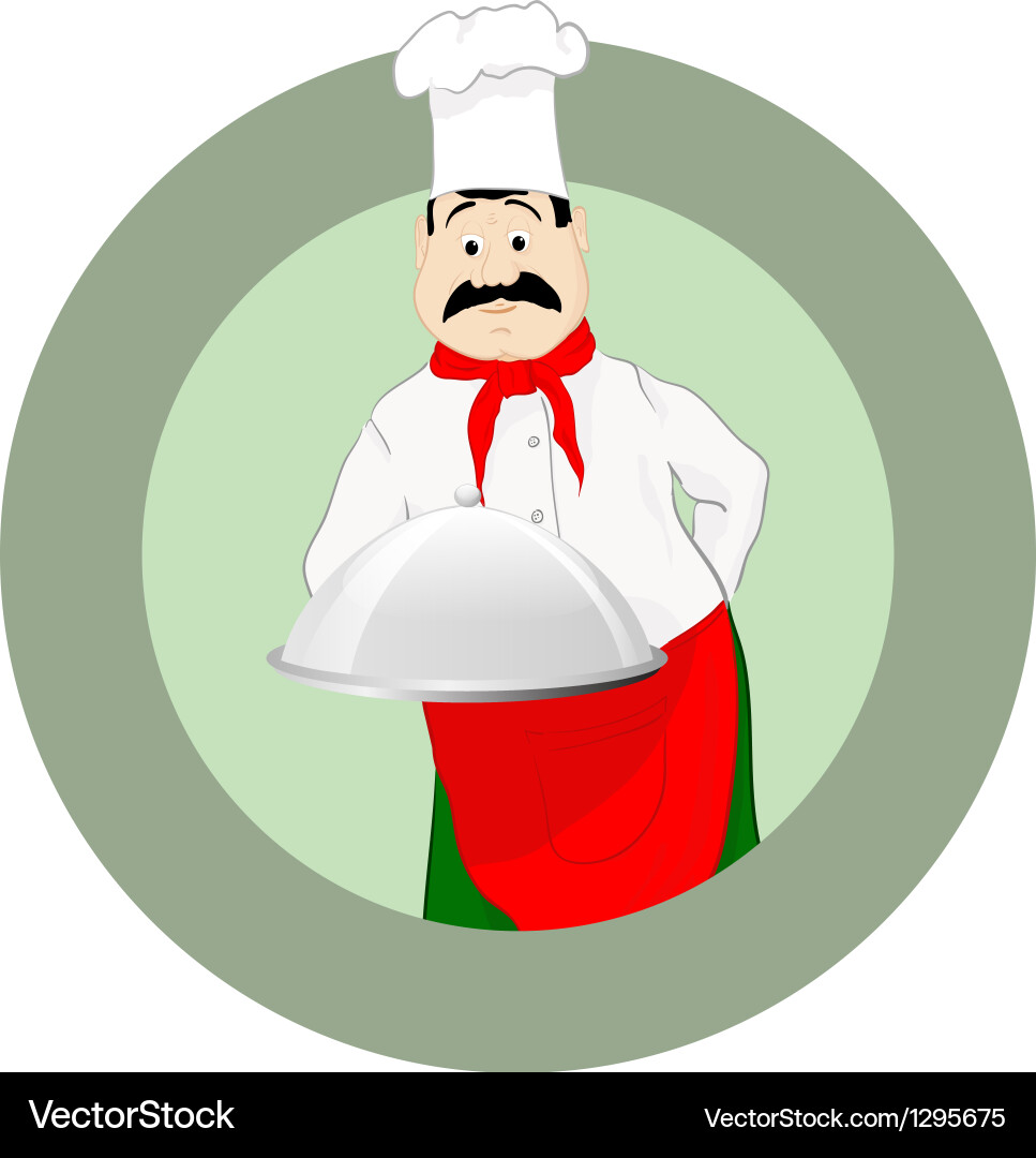 The cook in a cap with a tray Royalty Free Vector Image